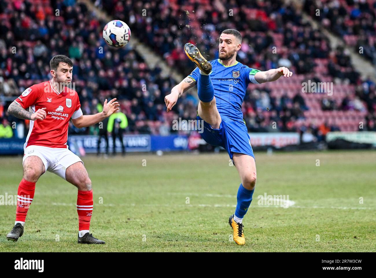 Luke Waterfall during the Sky Bet EFL League Two football match between ...