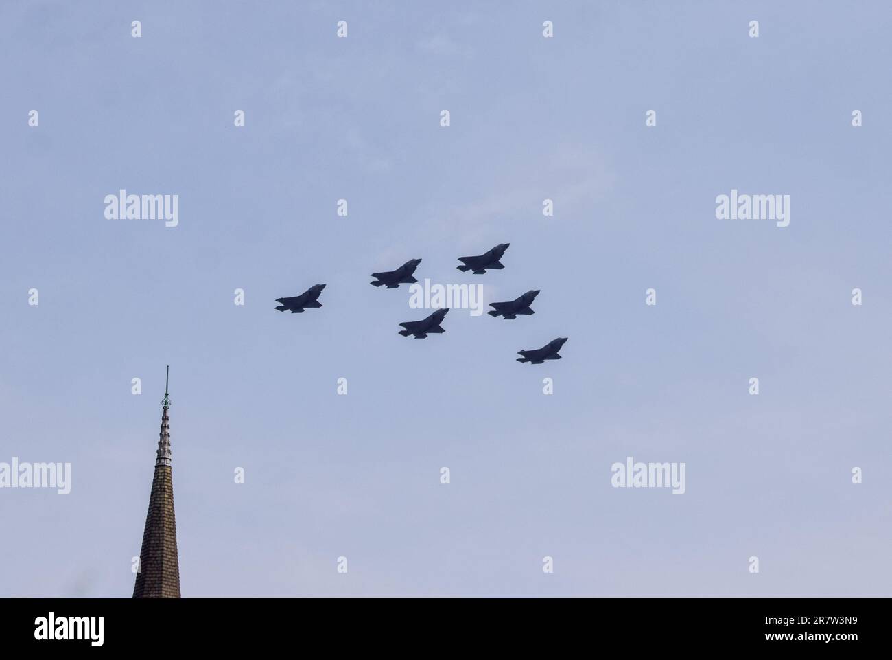London, UK. 17th June 2023. RAF planes pass over central London during ...