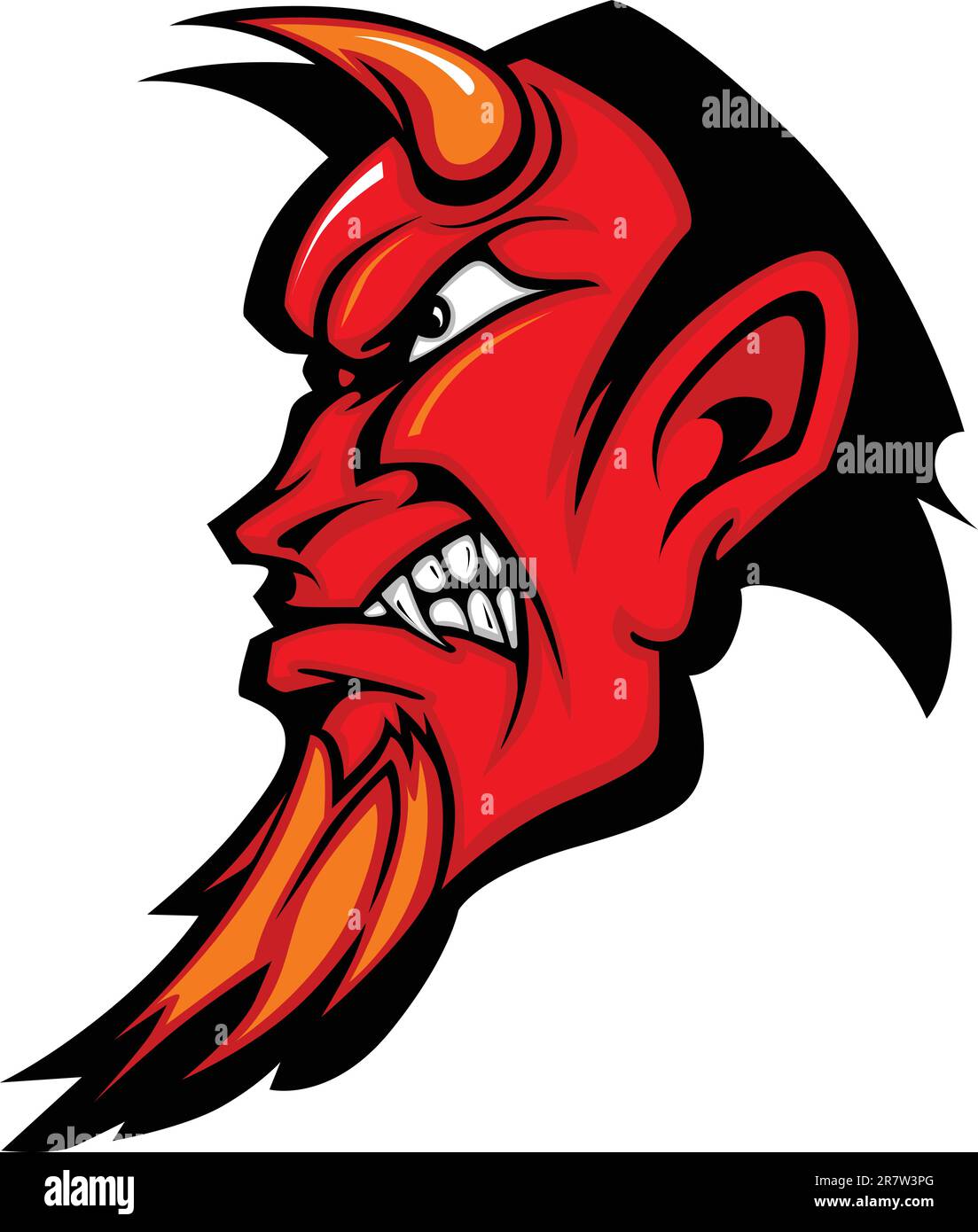 Graphic Mascot Vector Image of a Red Demon Devil Profile with Horns ...