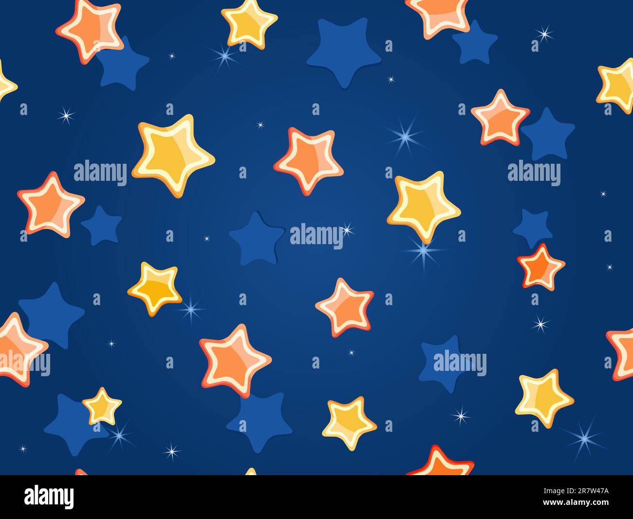 Cartoon stars at dark blue sky. Vector Pattern Stock Vector Image & Art ...