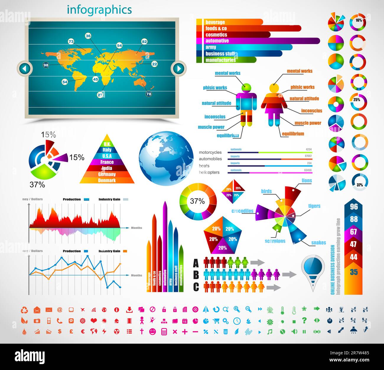 Premium infographics master collection: graphs, histograms, arrows ...