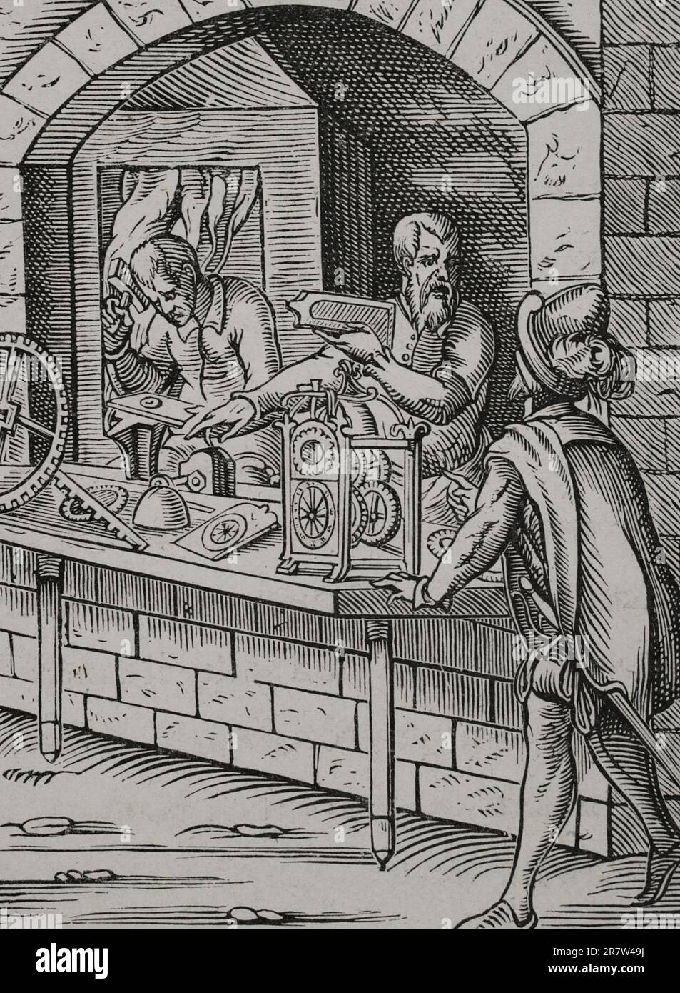Watchmaker. Workshop. Engraving by Jost Amman. 16th century. "Les Arts ...