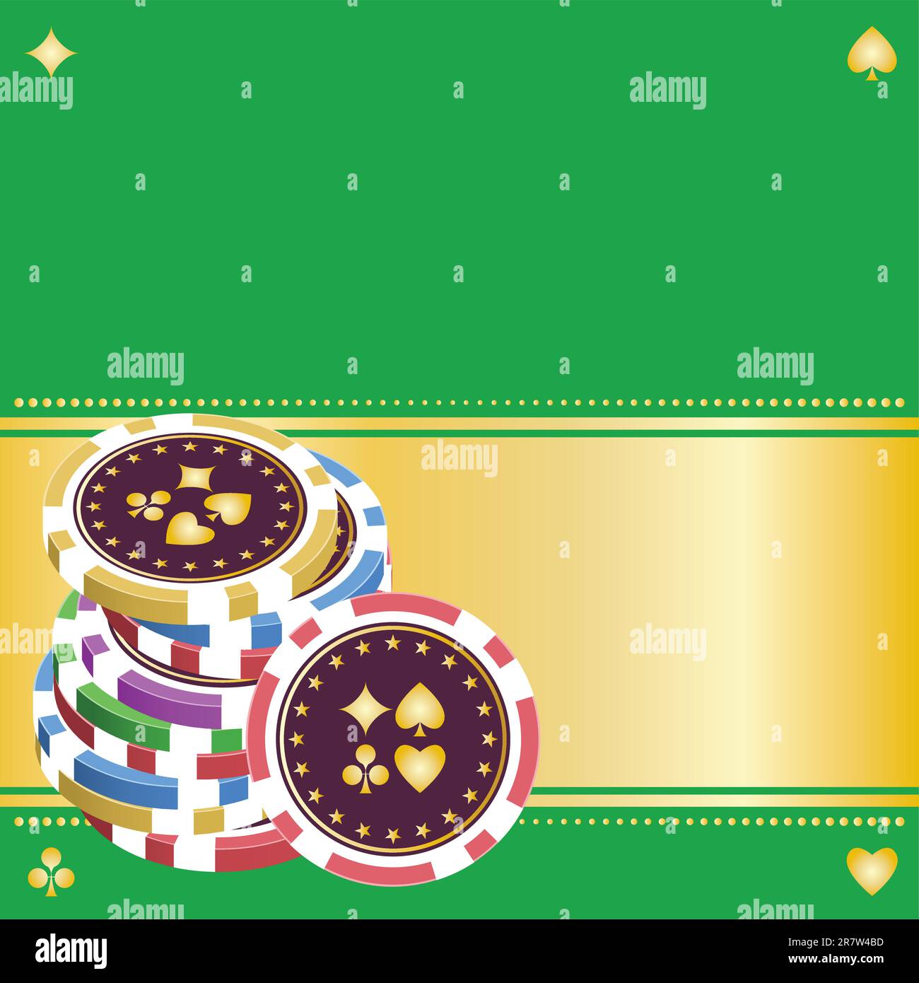 pile of playing chips of various colors on a green background with ...