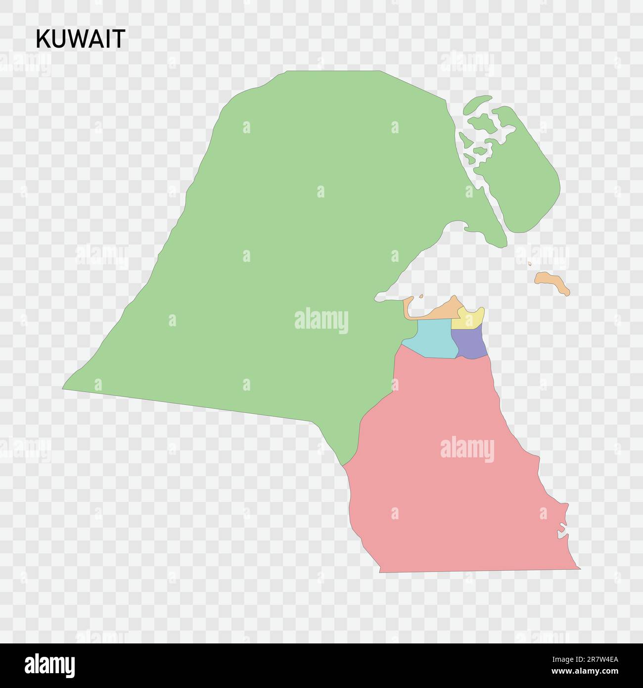 Isolated colored map of Kuwait with borders of the regions Stock Vector Image & Art - Alamy