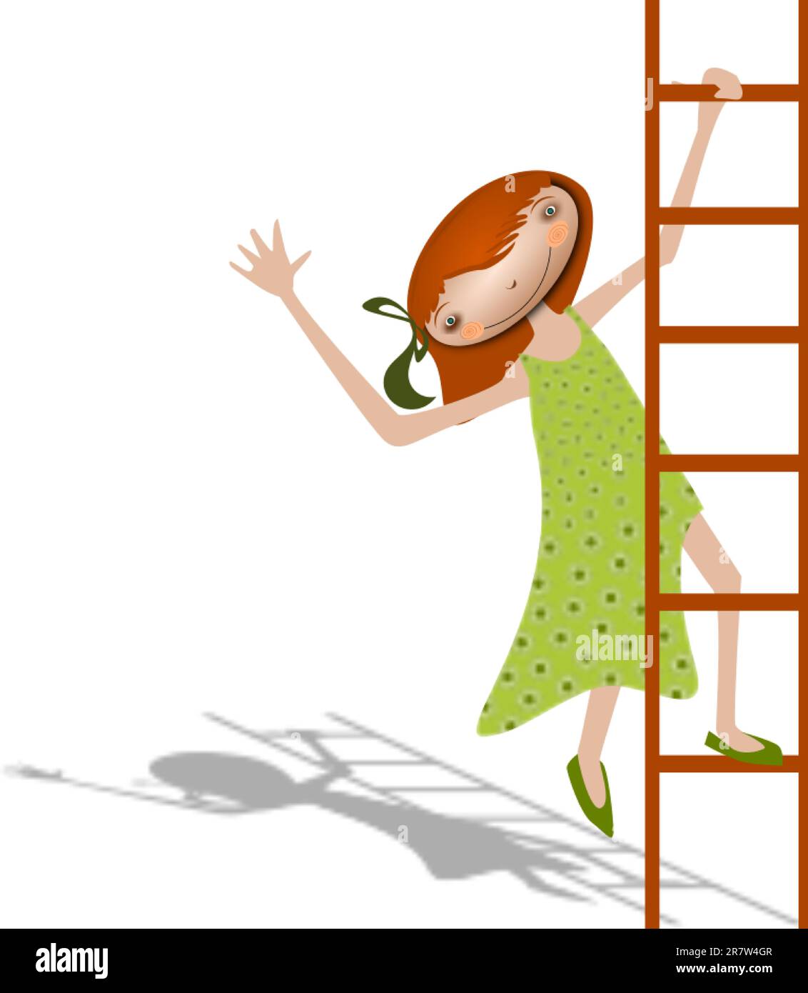 Illustration of a girl with a ladder Stock Vector Image & Art - Alamy