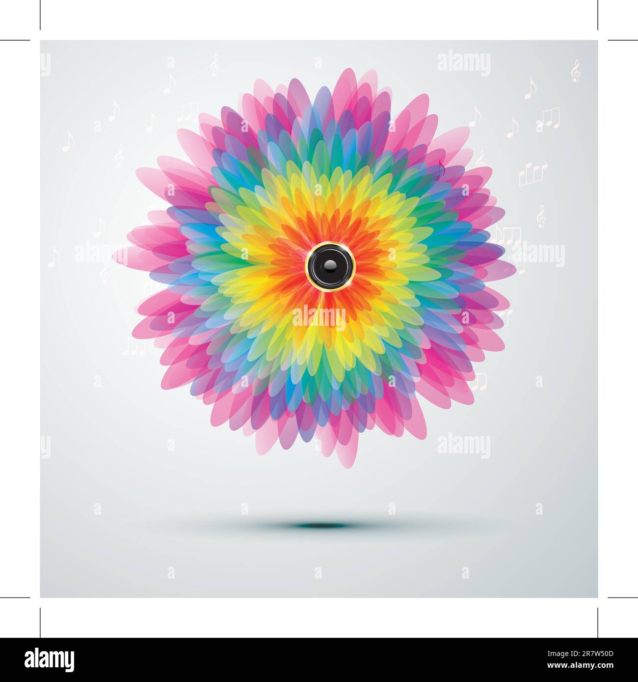 Big rainbow flower with golden speaker. vector illustration eps10 Stock ...
