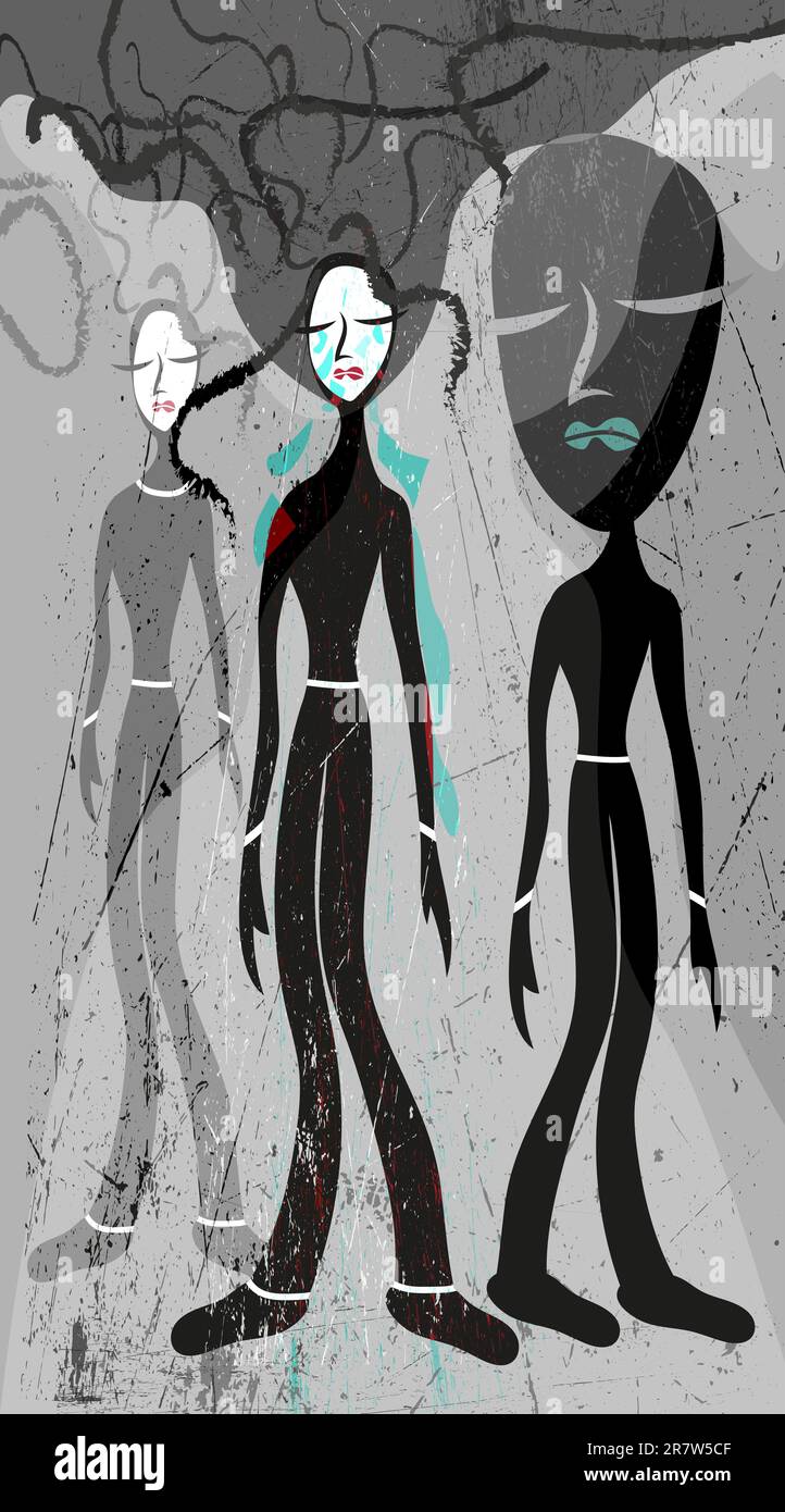 The concept of pain, sadness, depression. Mental health. People in ...