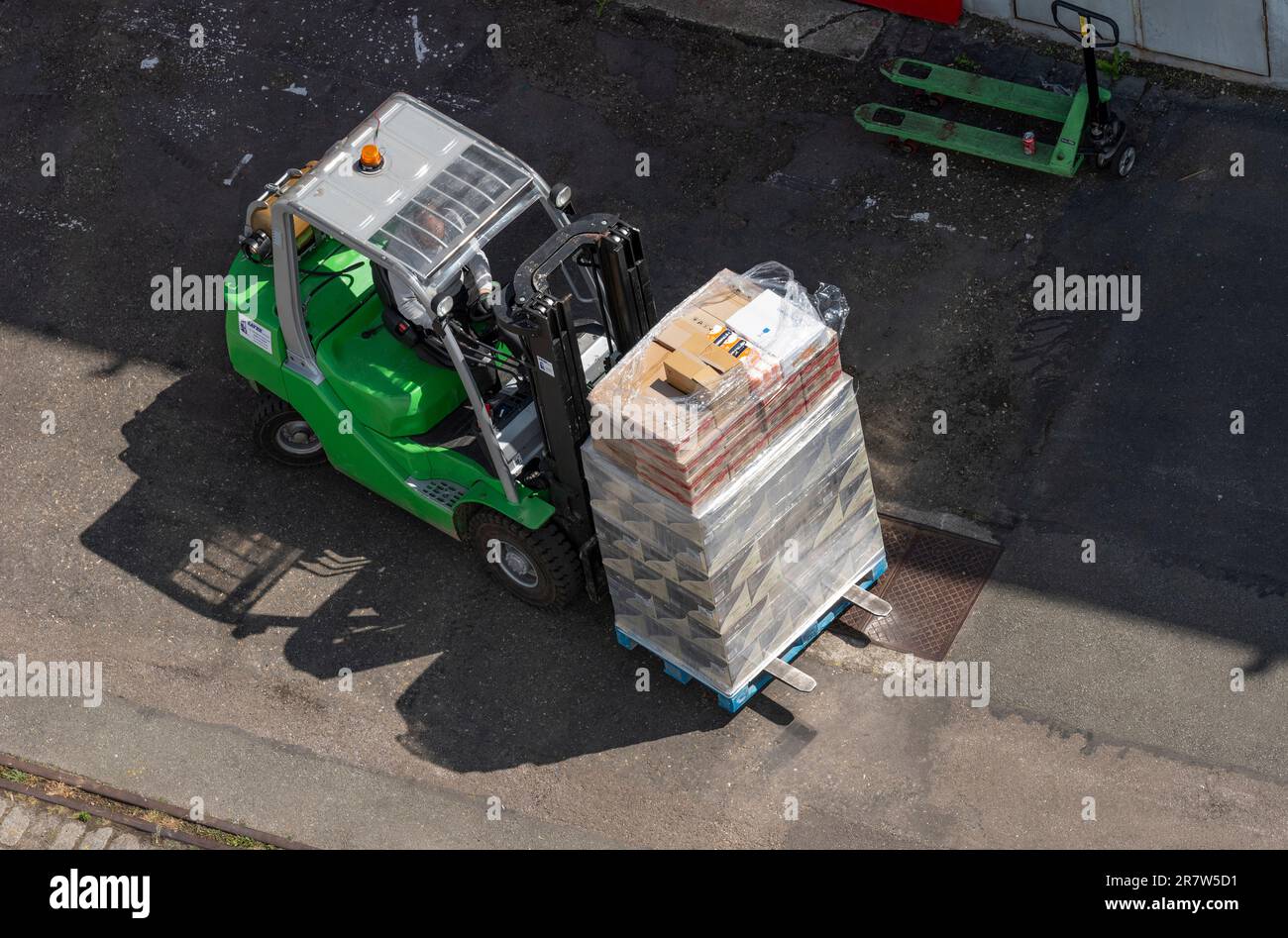 Le Havre, France, Forklift truck powered by LPG loading ships supplies ...