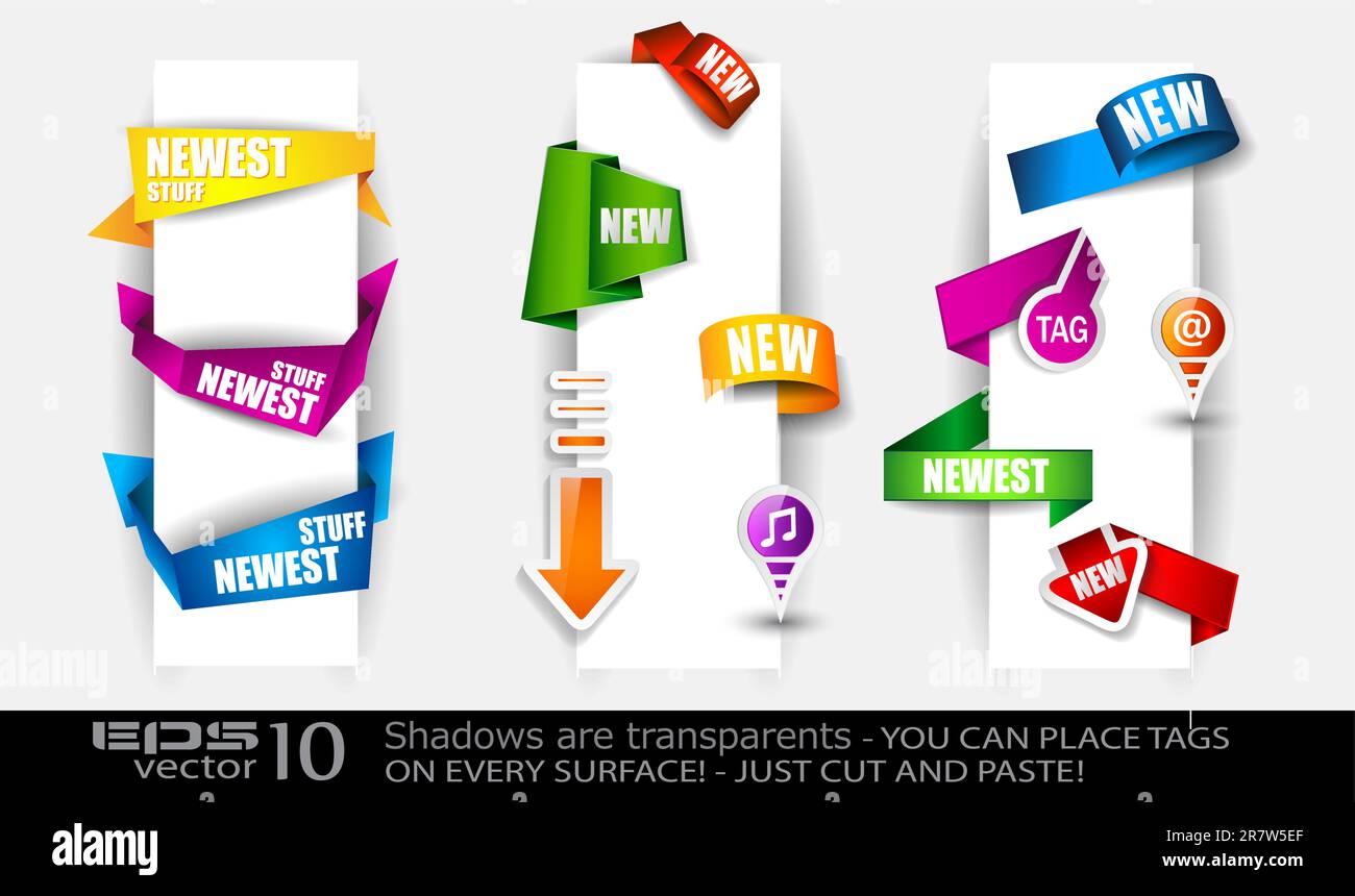 Paper and origami style tags collection: stickers, arrow tags, circular ...