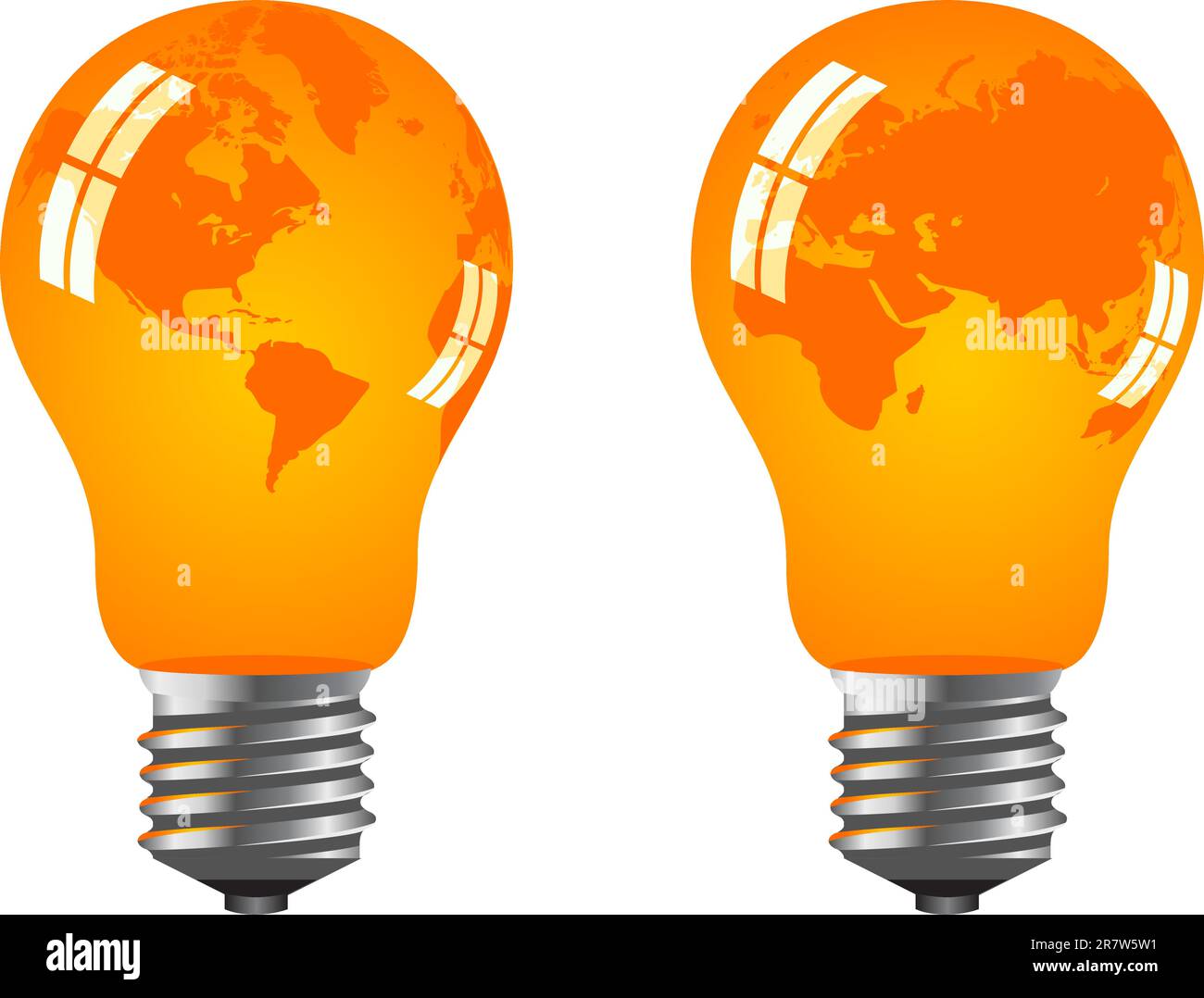 Power saving bulbs - a planet. Vector illustration, isolated on a white ...