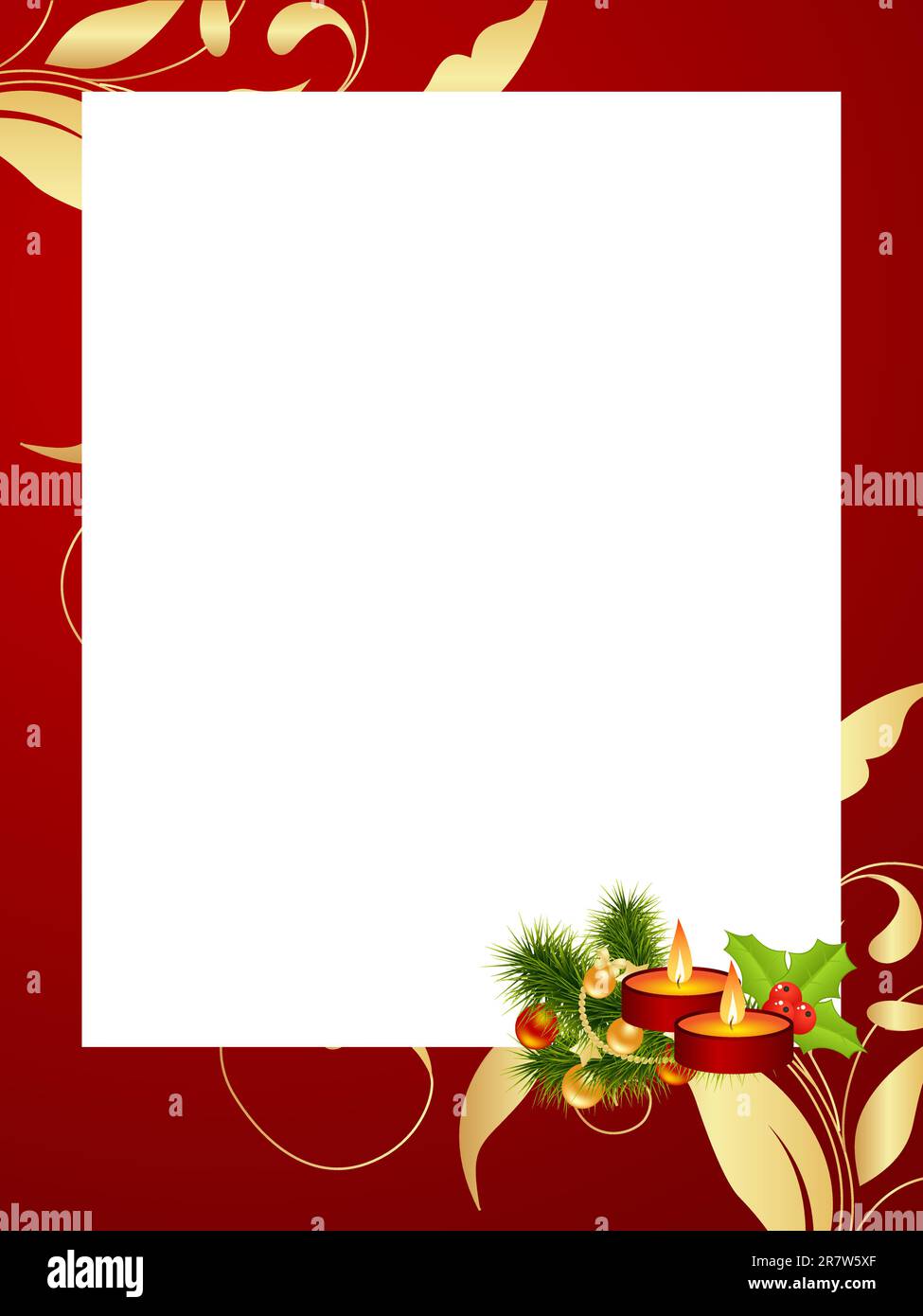Red frame with christmas decorations. Vector illustration Stock Vector ...
