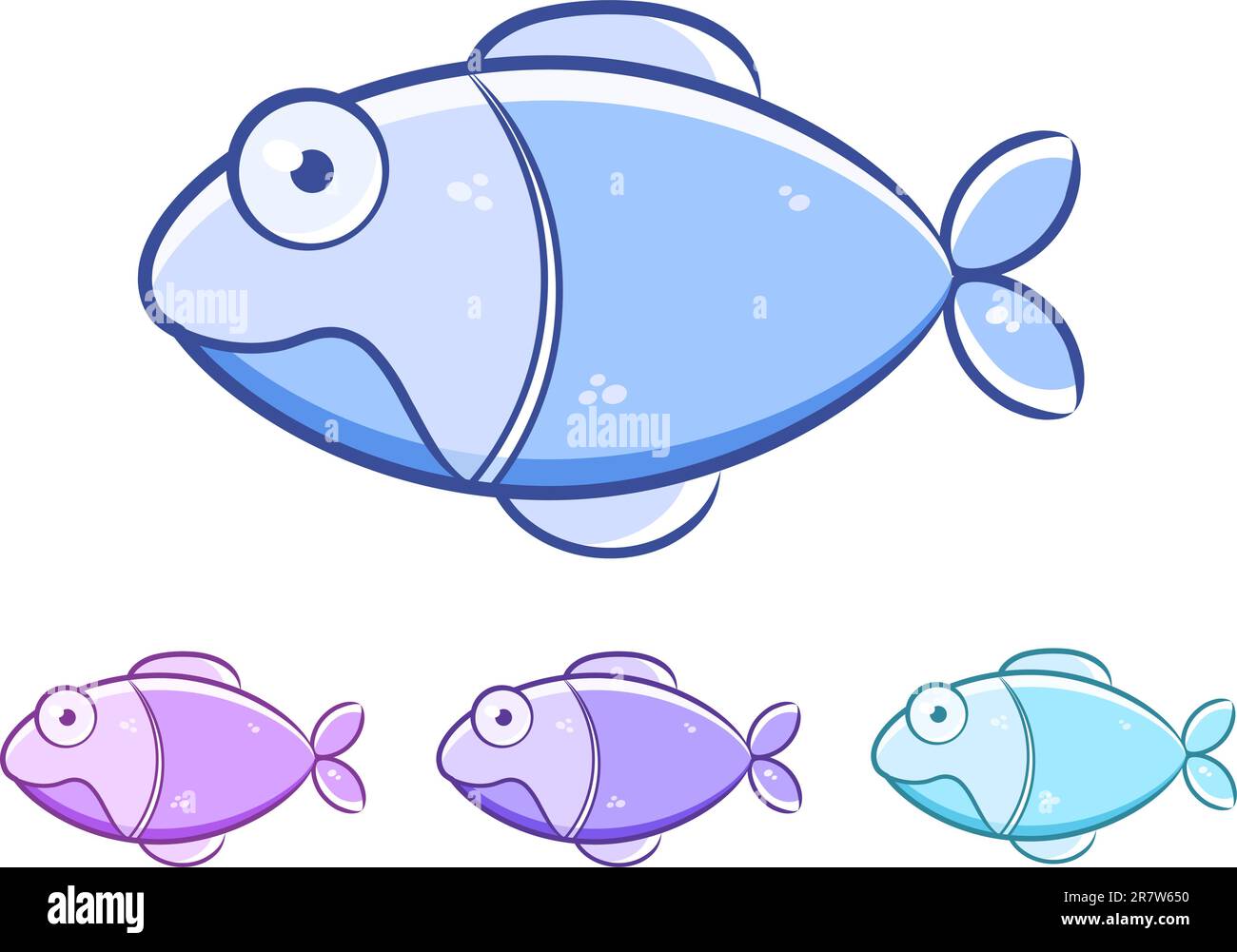 Cartoon fish set isolated on white background. Vector Illustration ...
