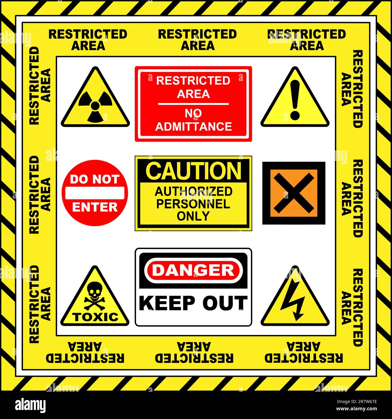 Yellow caution signs Stock Vector Images - Alamy