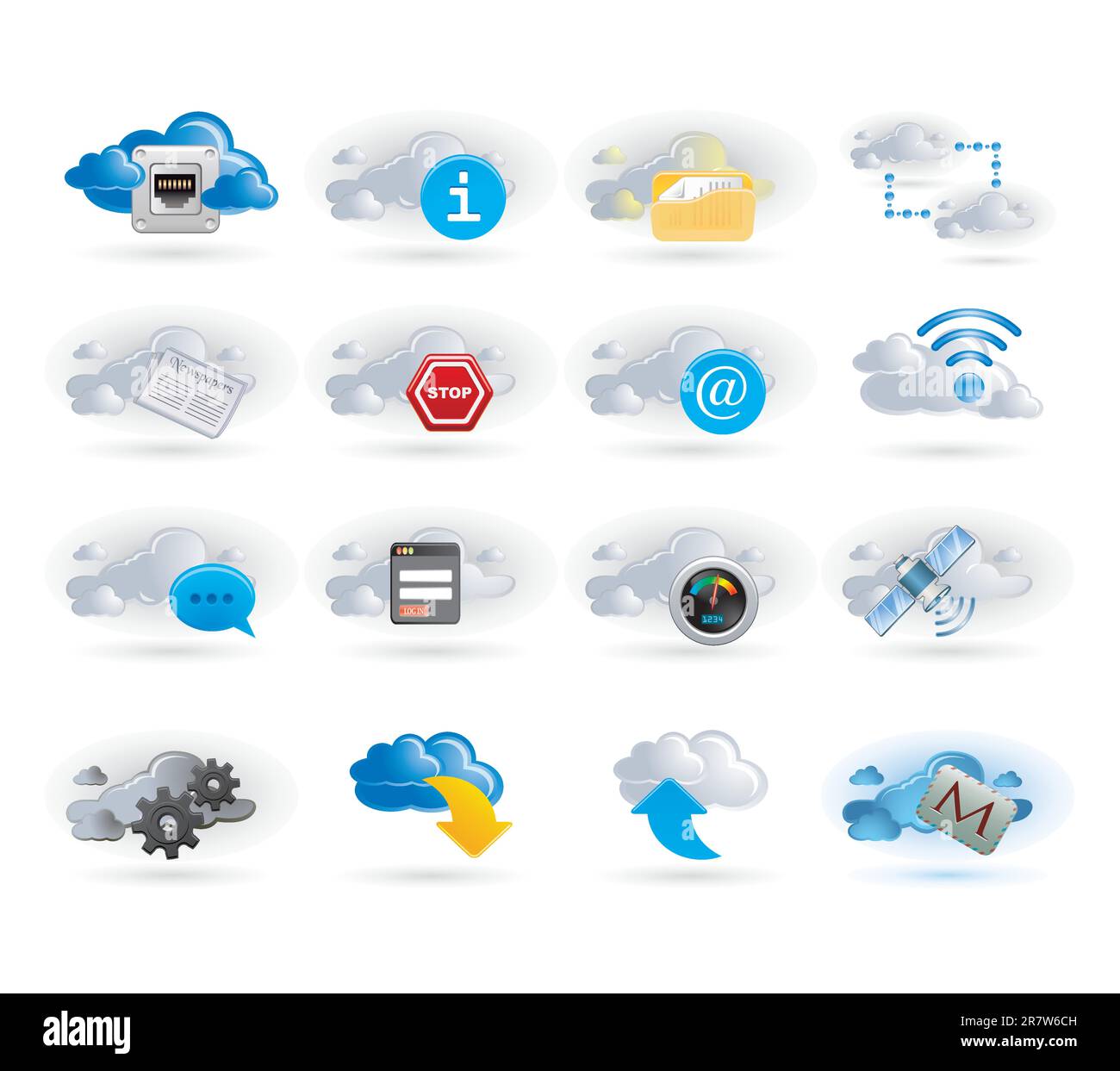 cloud network icon set Stock Vector Image & Art - Alamy