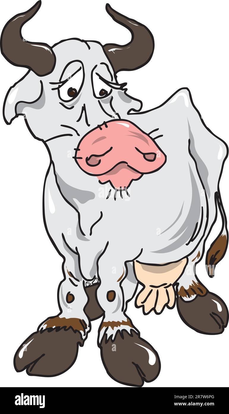 Grey cow vector illustration in the style of the cartoon Stock Vector ...