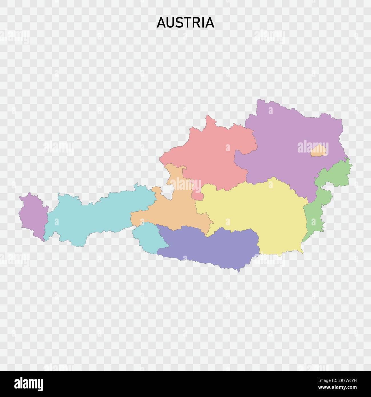 Isolated colored map of Austria with borders of the regions Stock ...