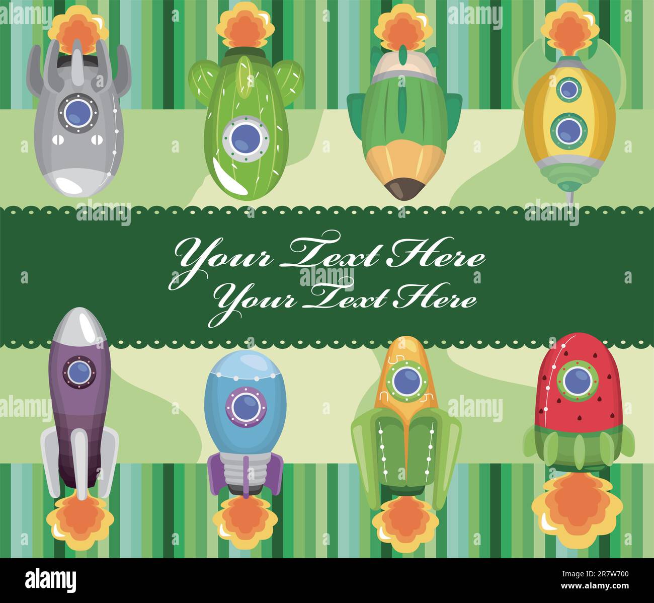 cartoon spaceship card Stock Vector Image & Art - Alamy