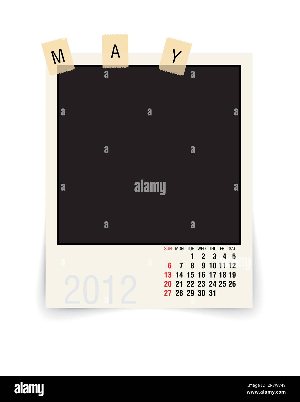 calendar with blank photoframe - vector illustration Stock Vector Image ...