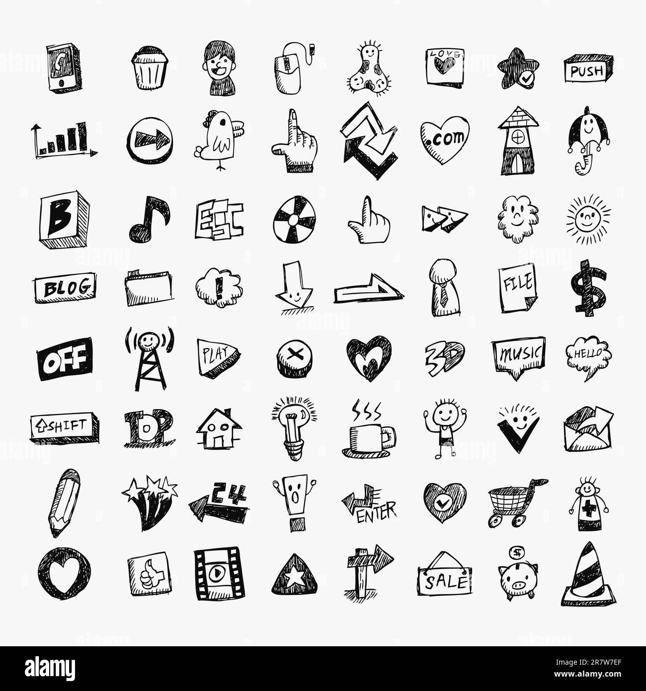 doodle web icons Stock Vector Image & Art - Alamy