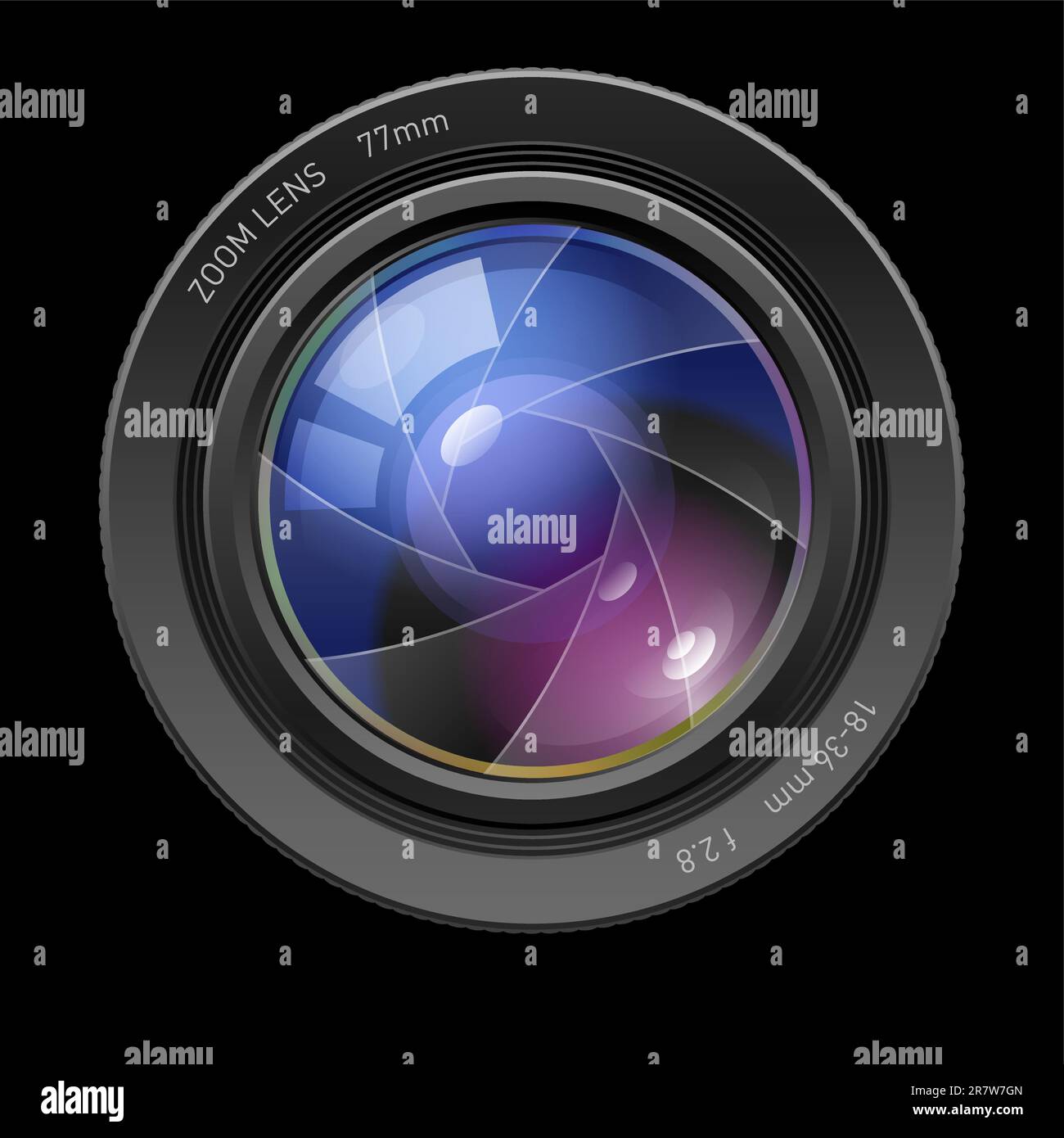 Photo lens. Illustration on black background for design Stock Vector ...