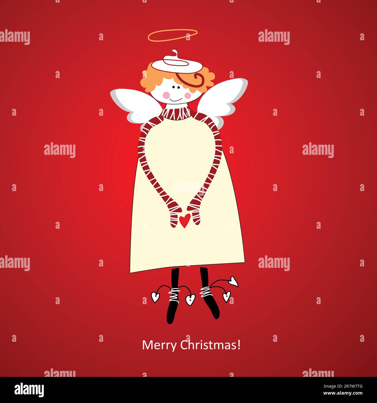Template Christmas Card. Angel of happiness. Vector Stock Vector Image ...