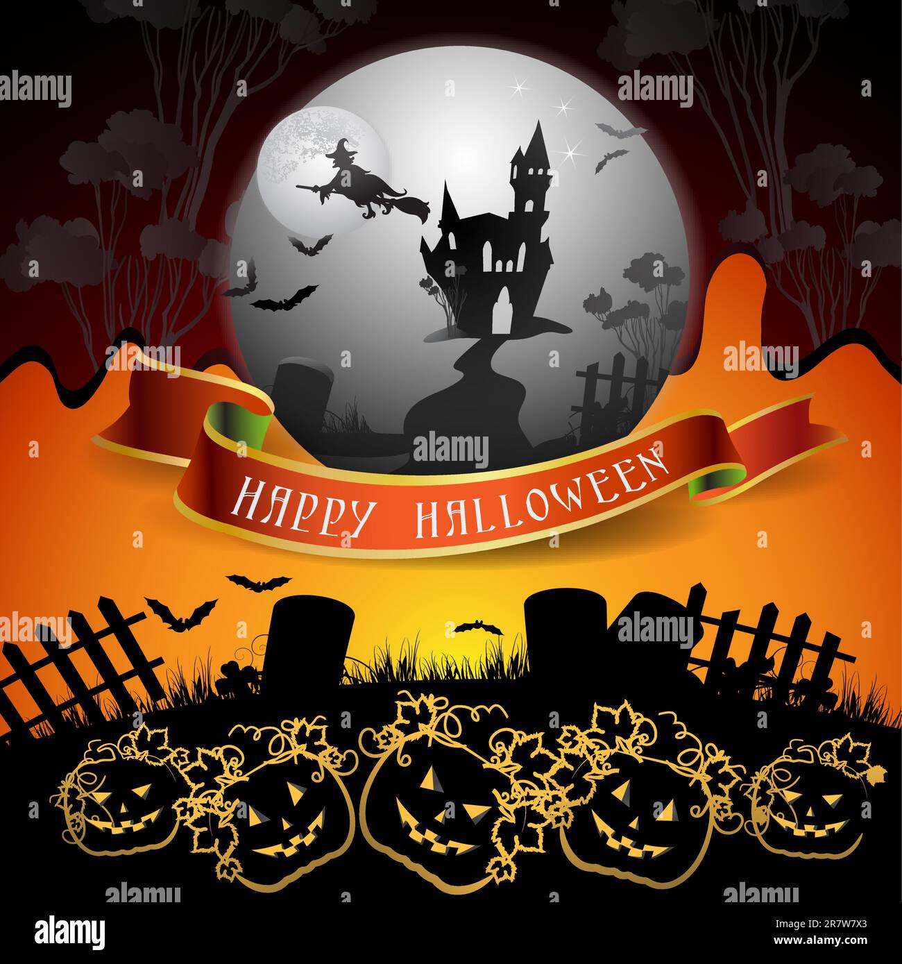 Halloween card design with pumpkins Stock Vector Image & Art - Alamy