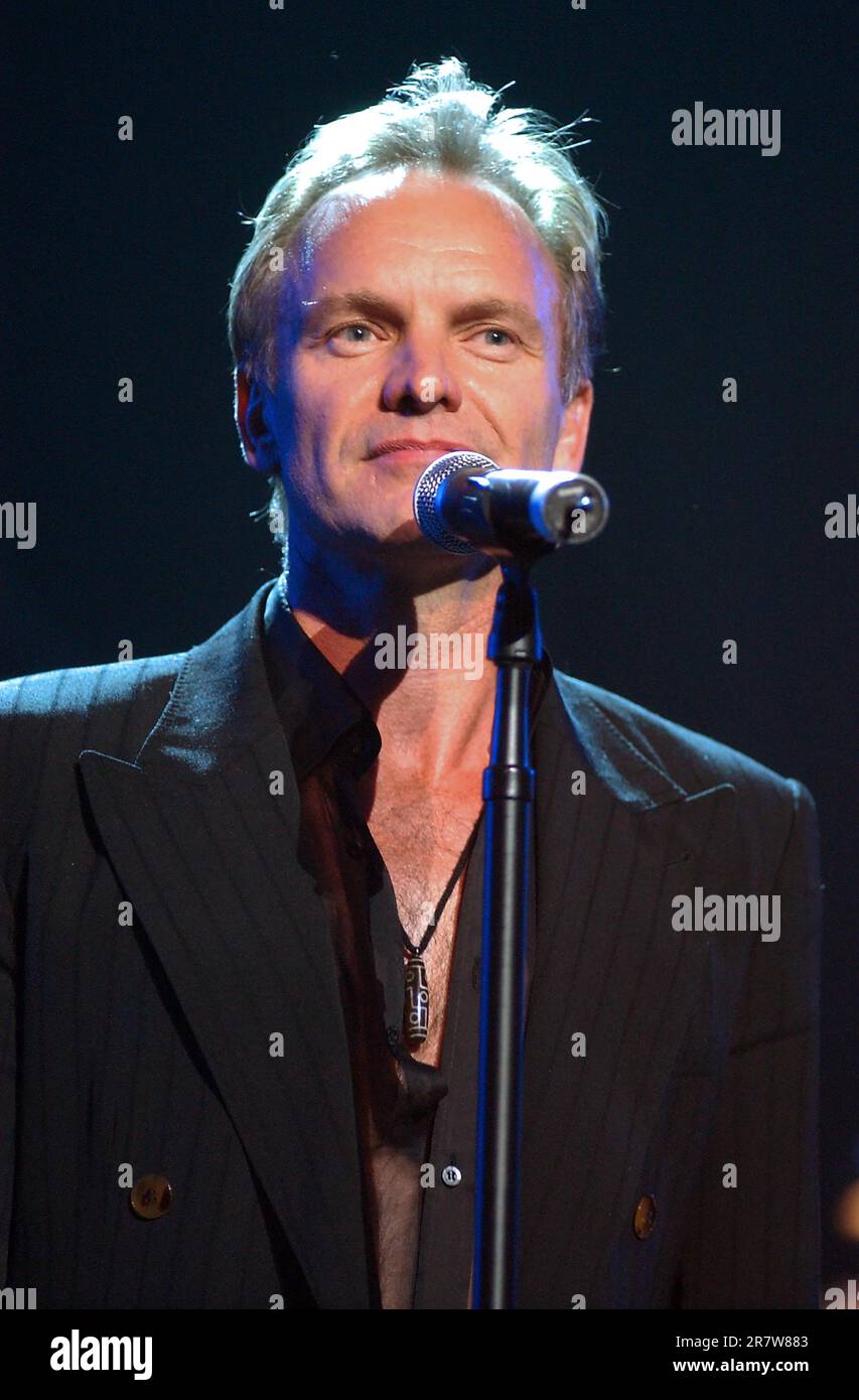 Sting on stage at MusiCares Show, 2004 Credit: Ron Wolfson / MediaPunch ...
