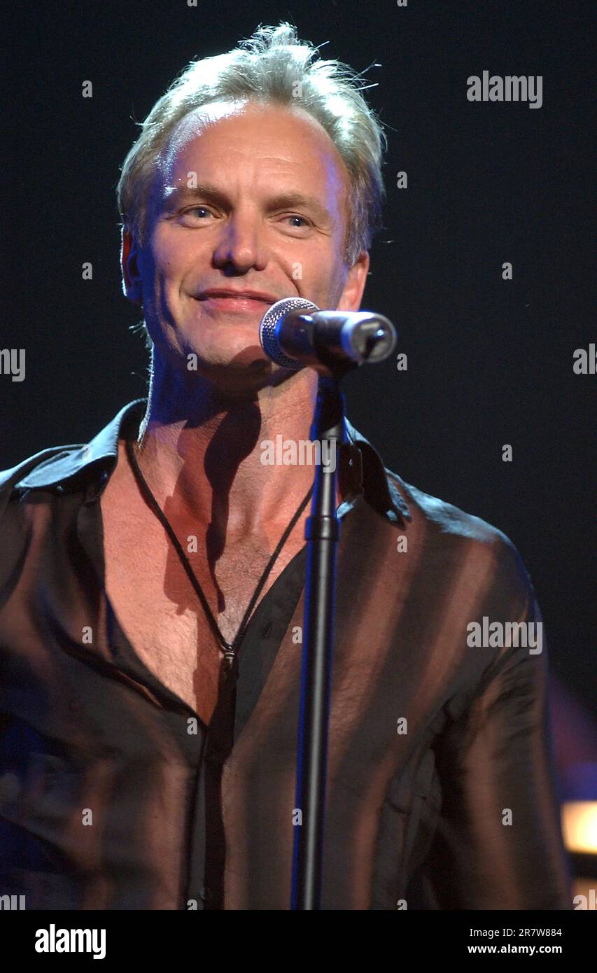 Sting on stage at MusiCares Show, 2004 Credit: Ron Wolfson / MediaPunch ...