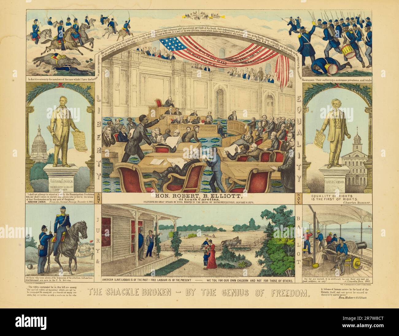 The Shackle Broken by the Genius of Freedom 1874 Stock Photo - Alamy