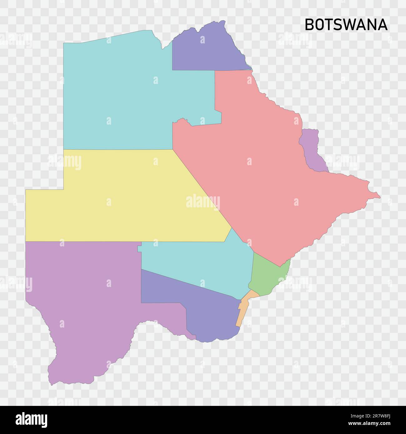 Isolated colored map of Botswana with borders of the regions Stock ...