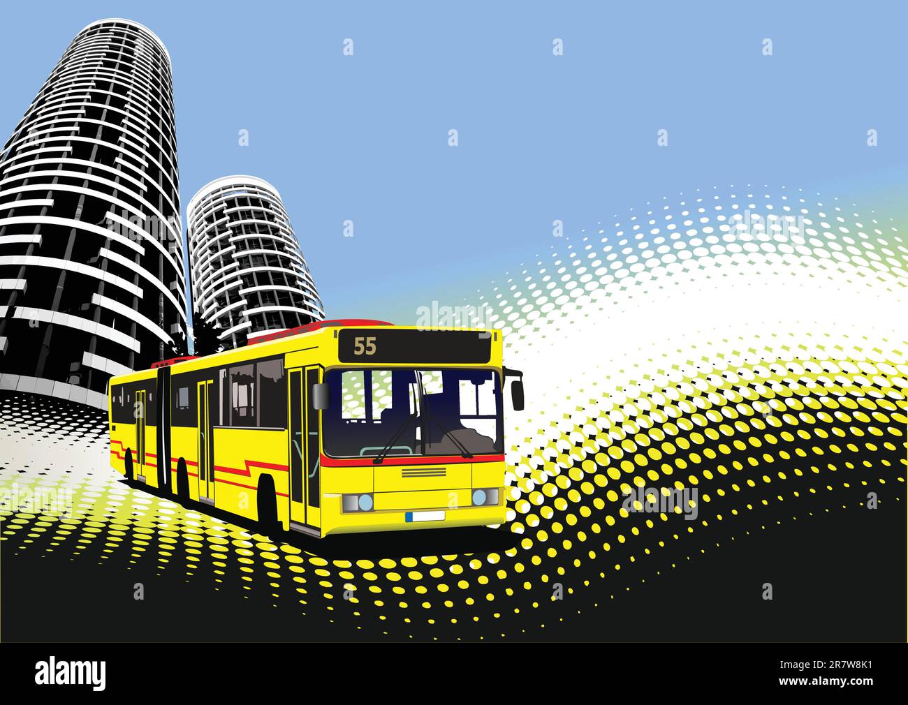City transport on city background. Bus. Vector illustration Stock ...