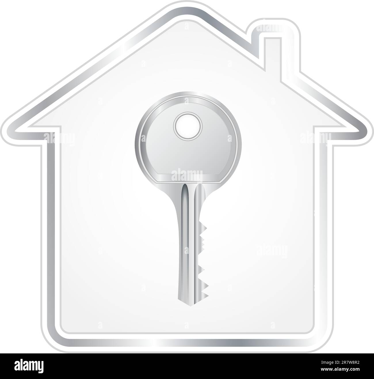 beautiful silver key in metallic house silhouette Stock Vector Image ...
