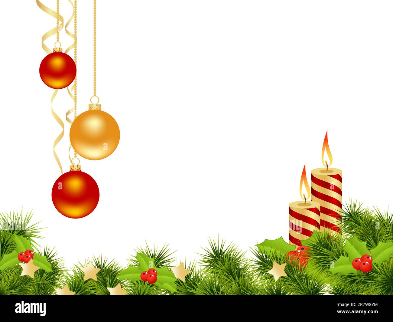 Christmas card white background with decoration. Vector illustration ...