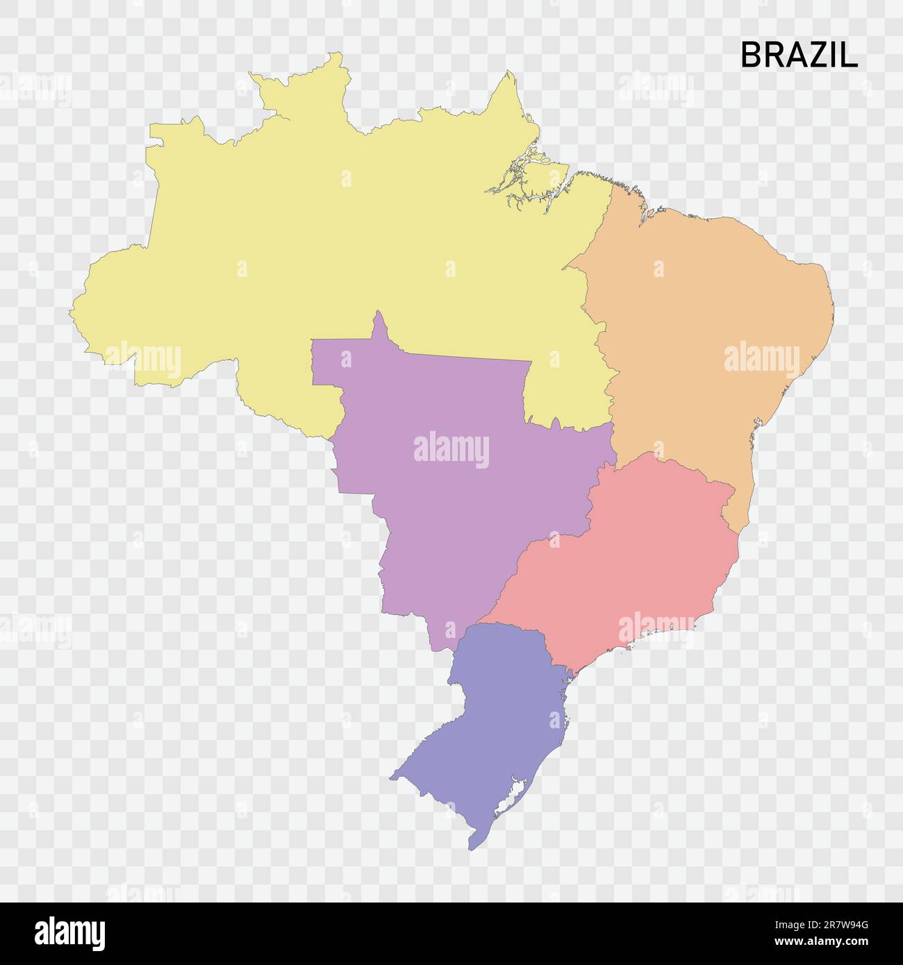 Isolated colored map of Brazil with borders of the regions Stock Vector ...