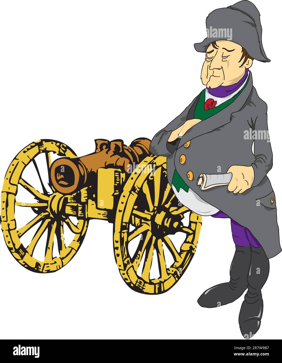 Vector illustration of the emperor near the old gun Stock Vector Image ...