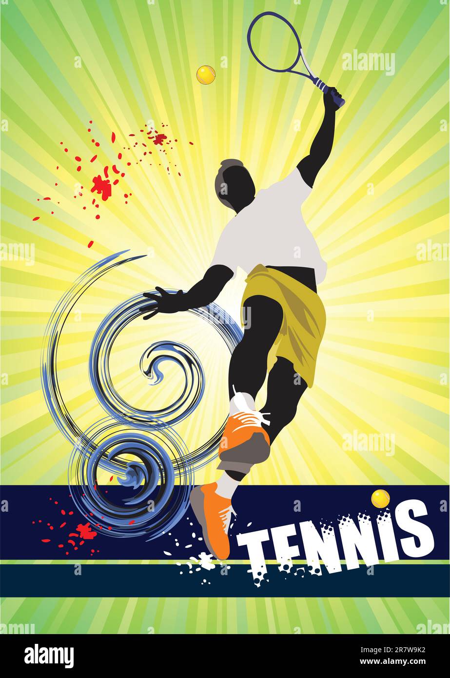 Tennis player poster. Colored Vector illustration for designers Stock ...