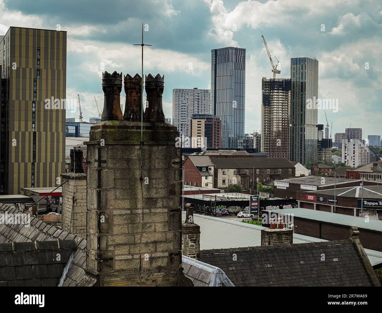Chimney Stack and Skyscrapers Stock Photo - Alamy