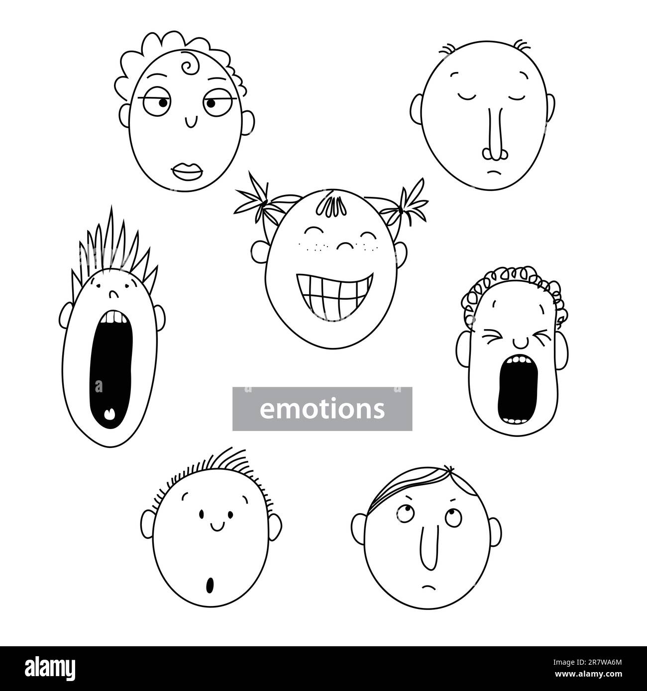 Set different facial emotions Black and White Stock Photos & Images - Alamy