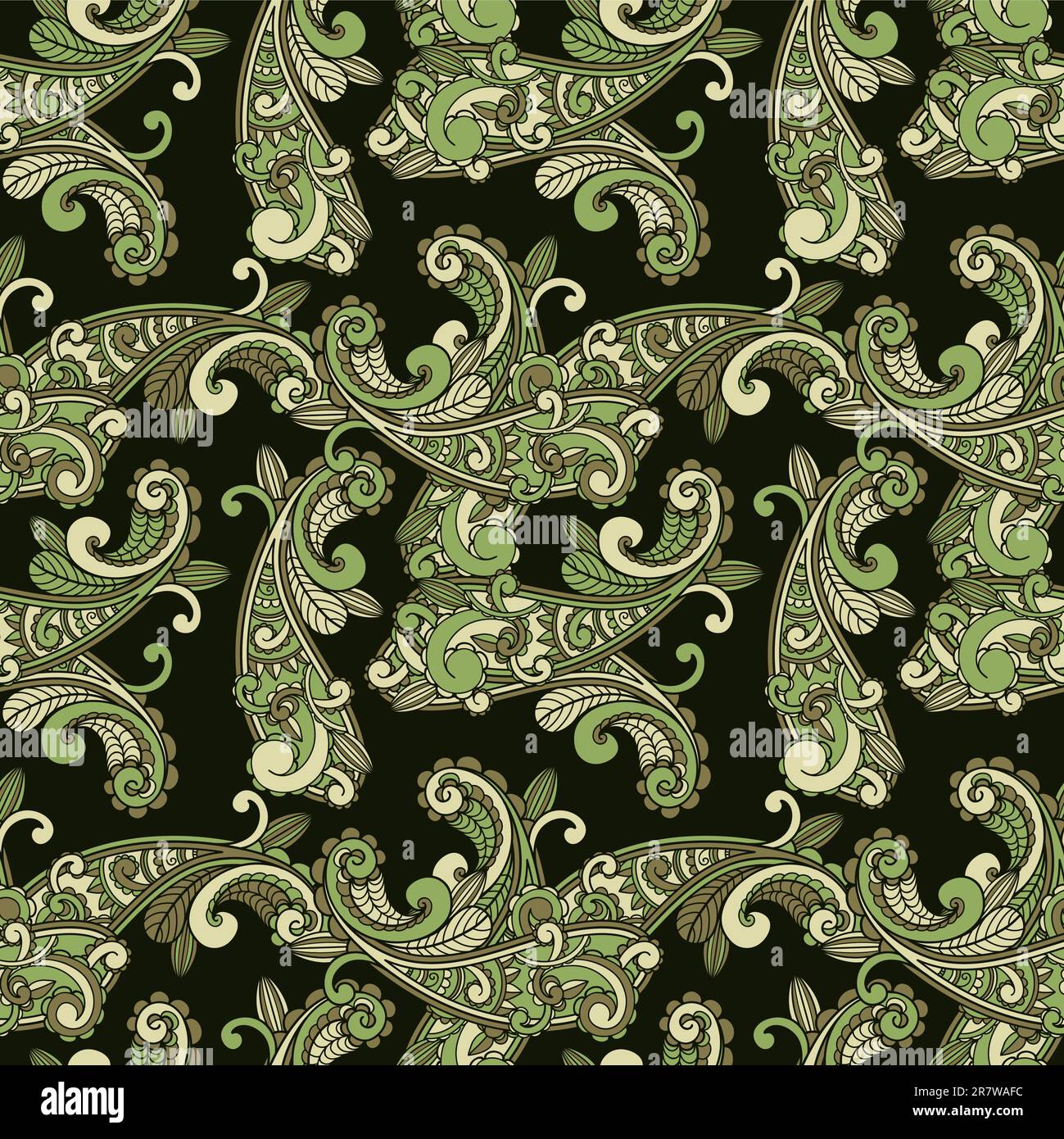 vector seamless paisley pattern in green Stock Vector Image & Art - Alamy