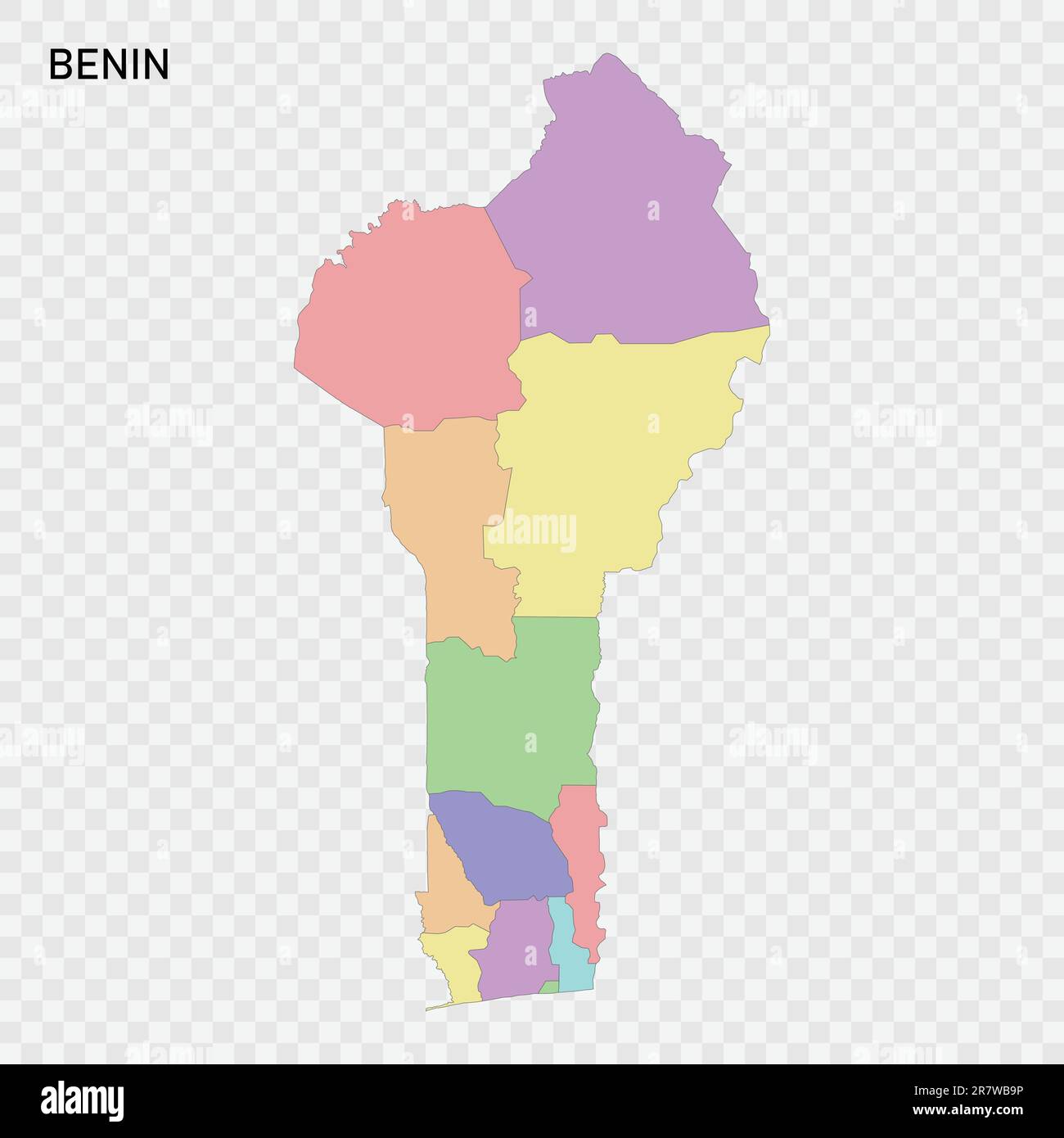Isolated colored map of Benin with borders of the regions Stock Vector ...