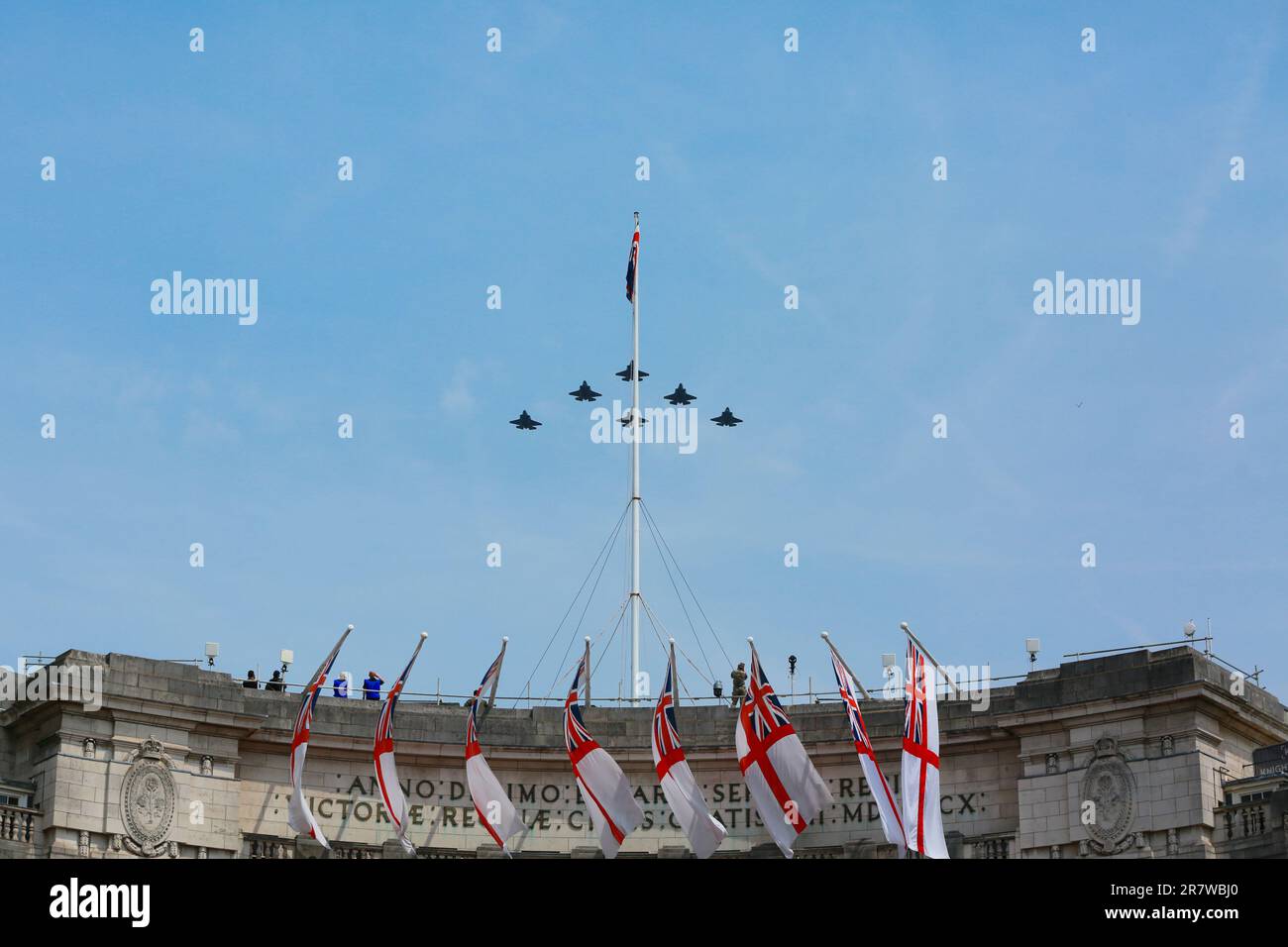 London, UK. 17 June 2023. Flypast for Trooping the Colour on The Mall ...
