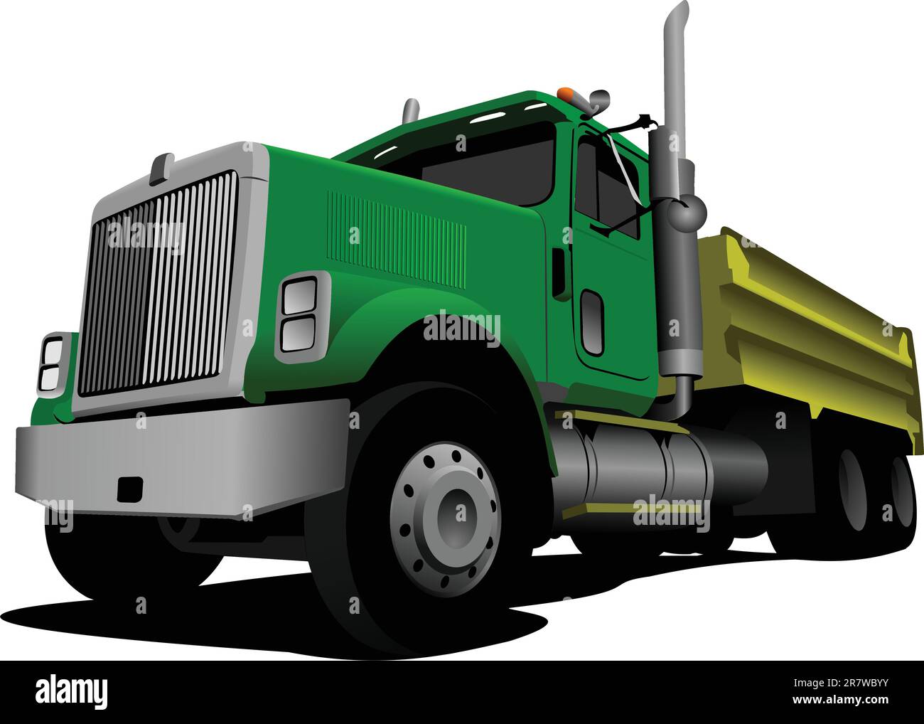Green Tipper isolated on white background vector illustration Stock ...