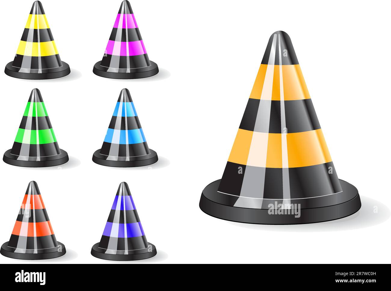 Black traffic cones icons isolated on white background Stock Vector ...