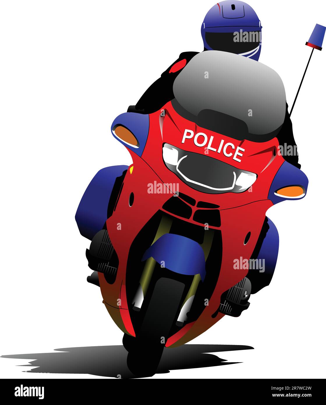 Policeman on police motorcycle on the road. Vector illustration Stock ...