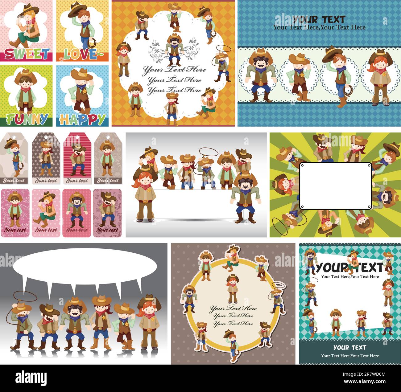 cartoon cowboy card Stock Vector Image & Art - Alamy