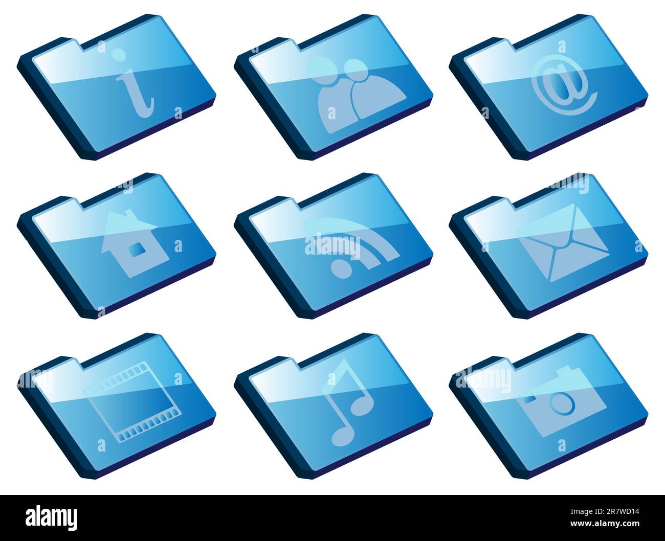 Collection of Icons - Set of Blue Folder Icons Isolated on white Stock ...