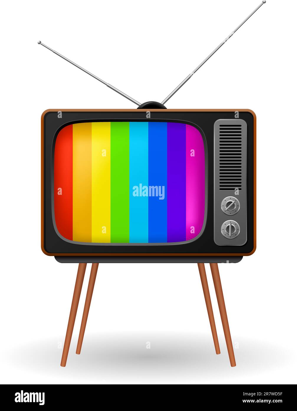 Retro TV with color frame. Illustration on white background Stock ...