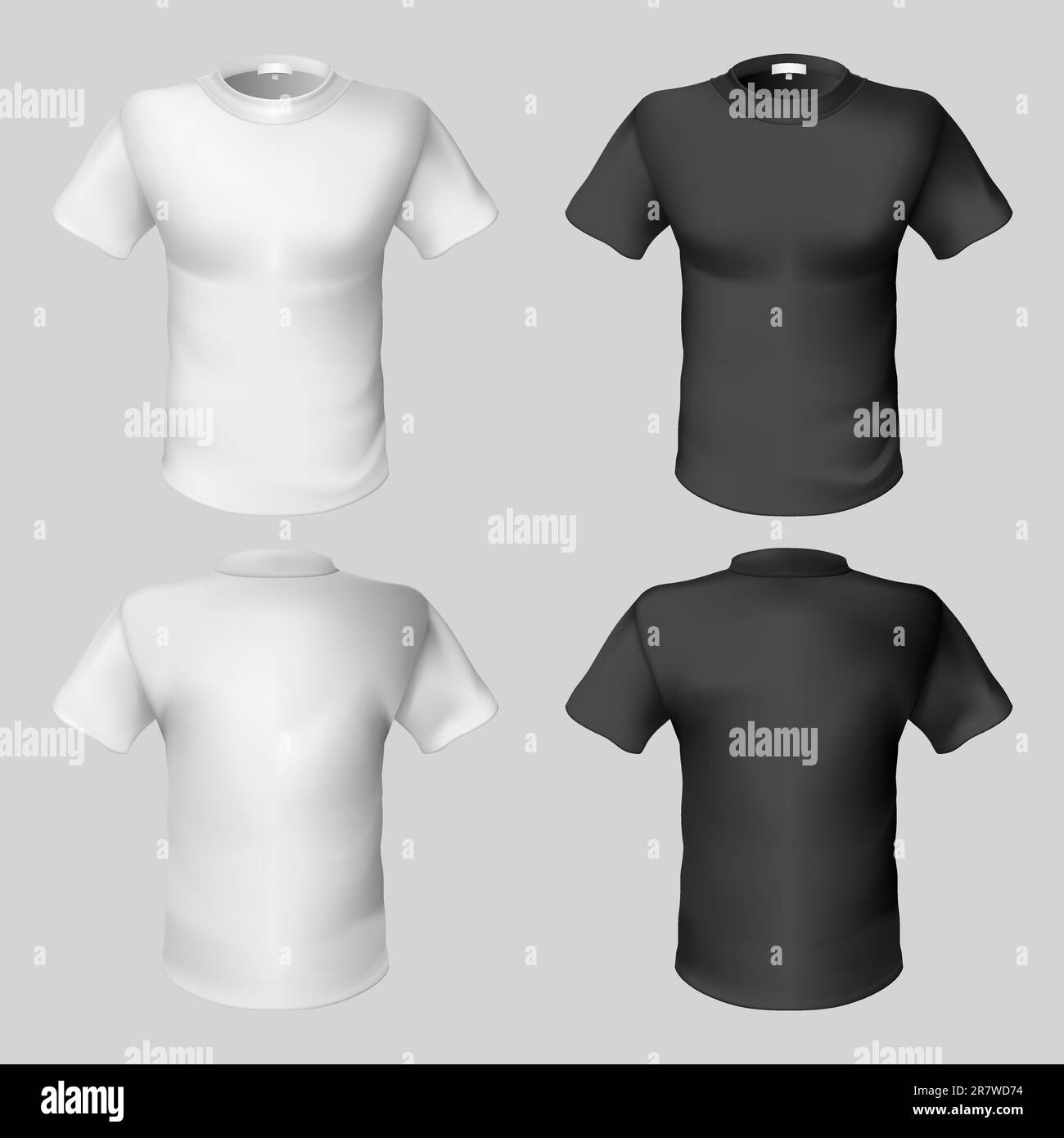 T Shirt Design Template Front And Back Black And White Stock Vector