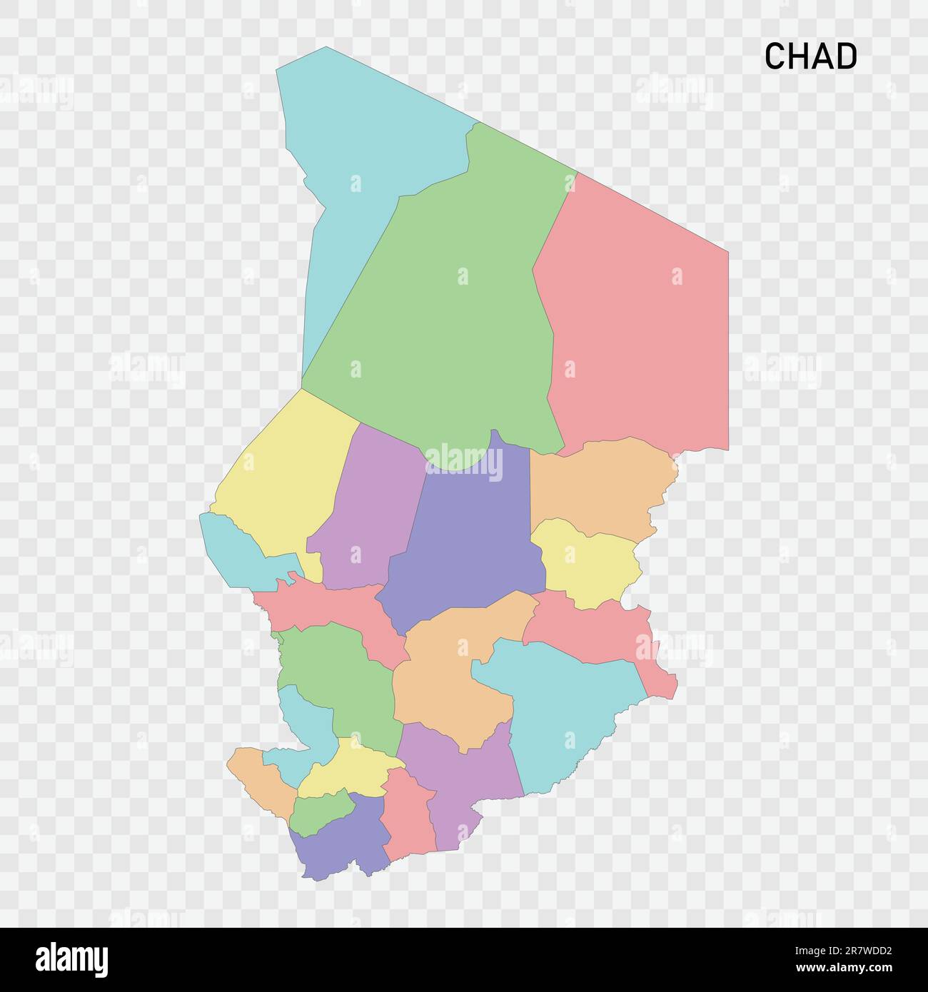 Isolated colored map of Chad with borders of the regions Stock Vector ...
