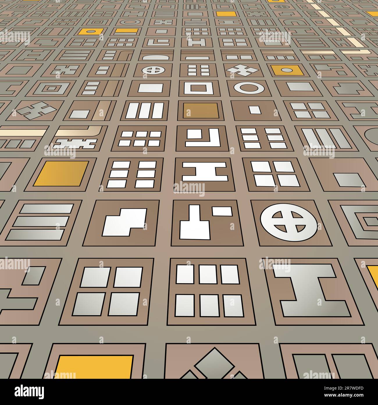Abstract editable vector stylized map of a generic city in a grid ...